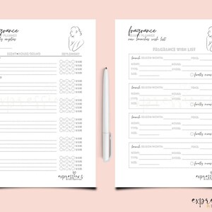 Fragrance Planner Printables: Inventory, Wishlist, Layering (PDF ...