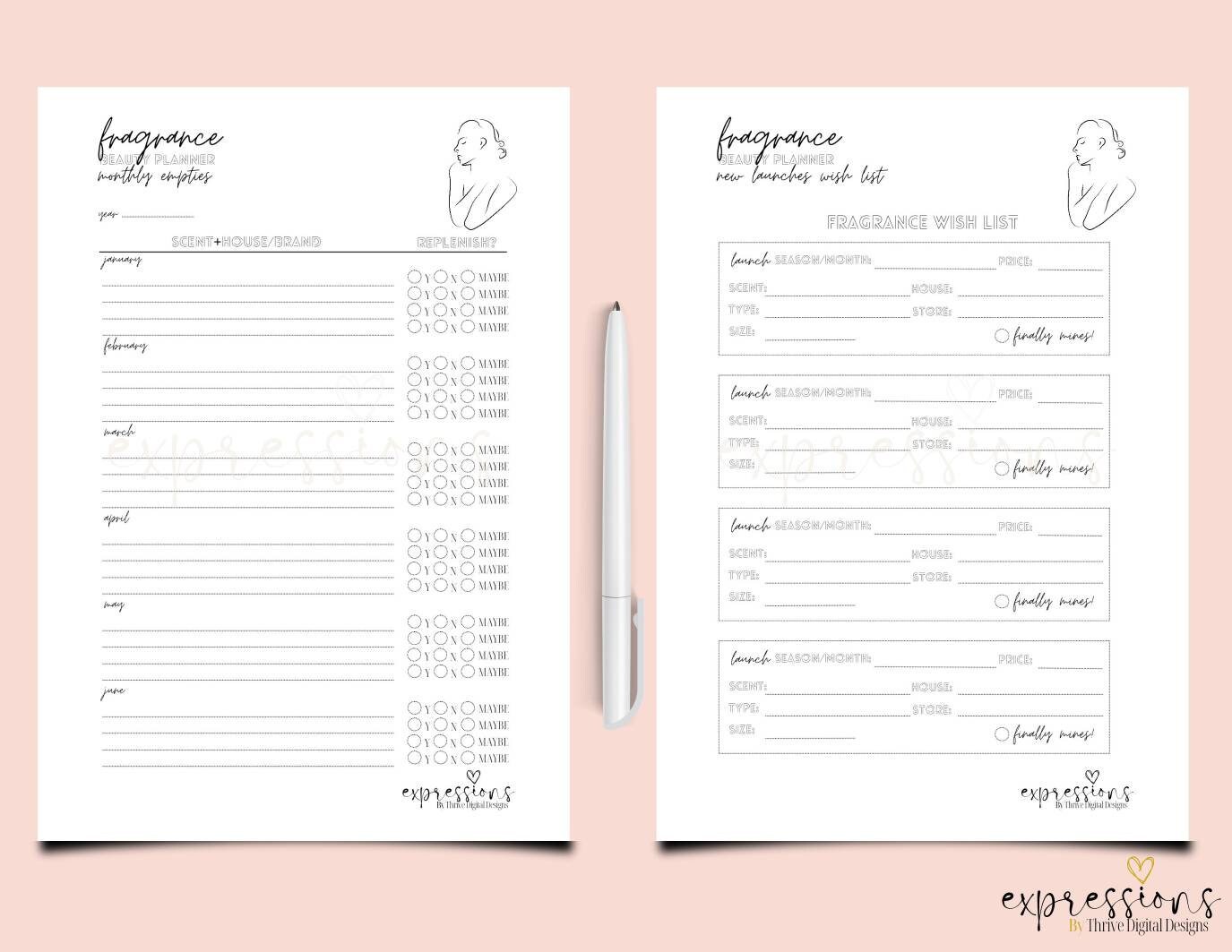 Fragrance Planner Printables: Inventory, Wishlist, Layering (PDF ...
