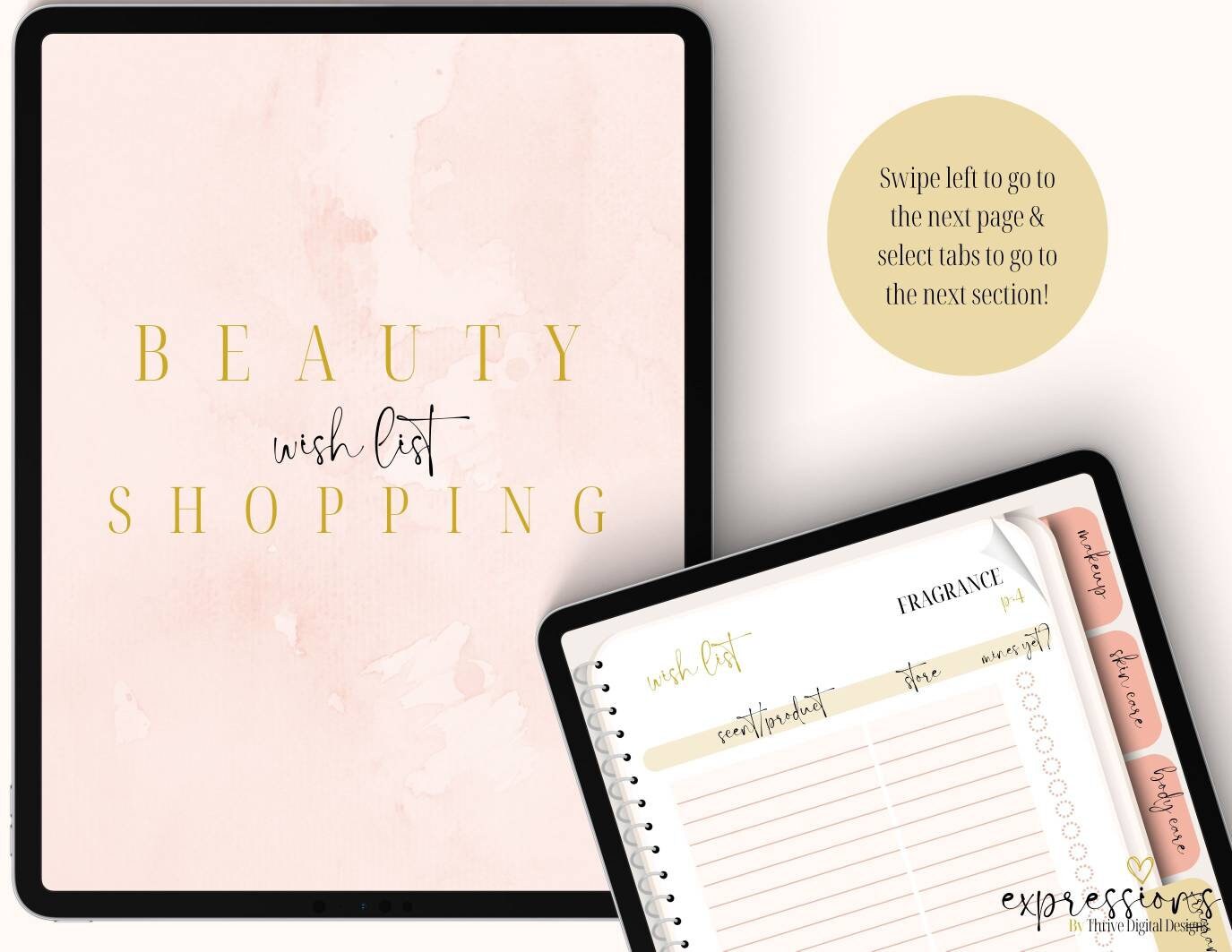 Digital Beauty Wish List Book | Portrait | Beauty Shopping List ...