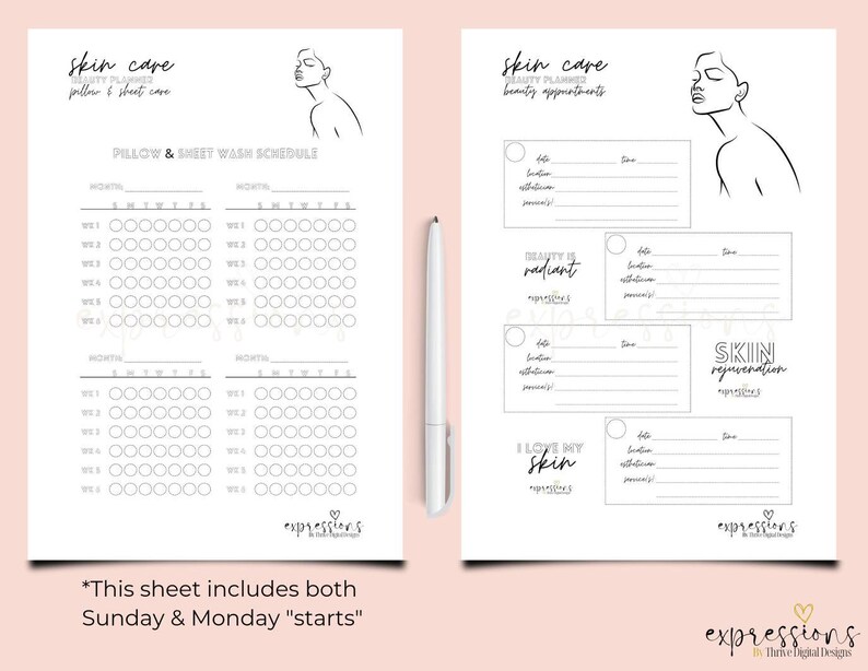 Skin Care Planner Printables: Inventory, Routines, Wish List (PDF ...