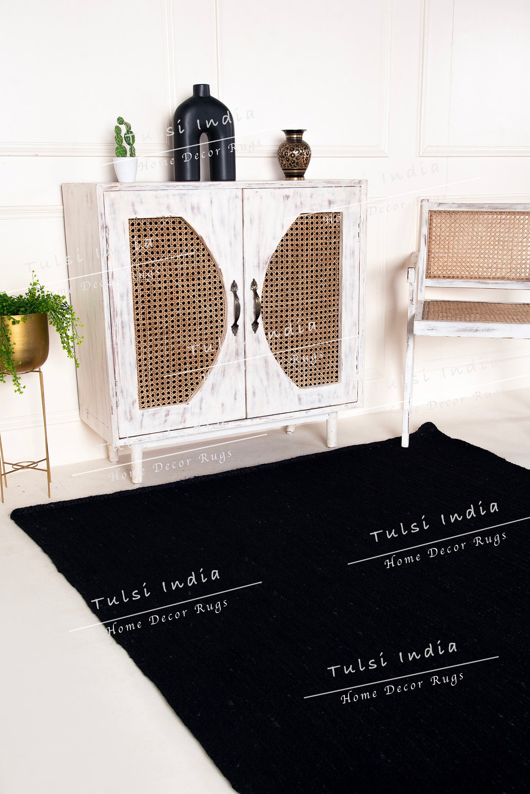 Black Jute Rug, Village Weaving Jute Rug, Farmhouse Rug, Solid Jute Rug ...