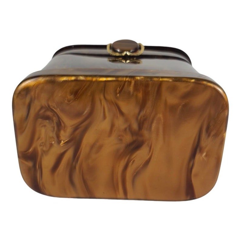Stylecraft of Miami Lucite Gold Tigers Eye Swirl Look Box Bag Purse ...