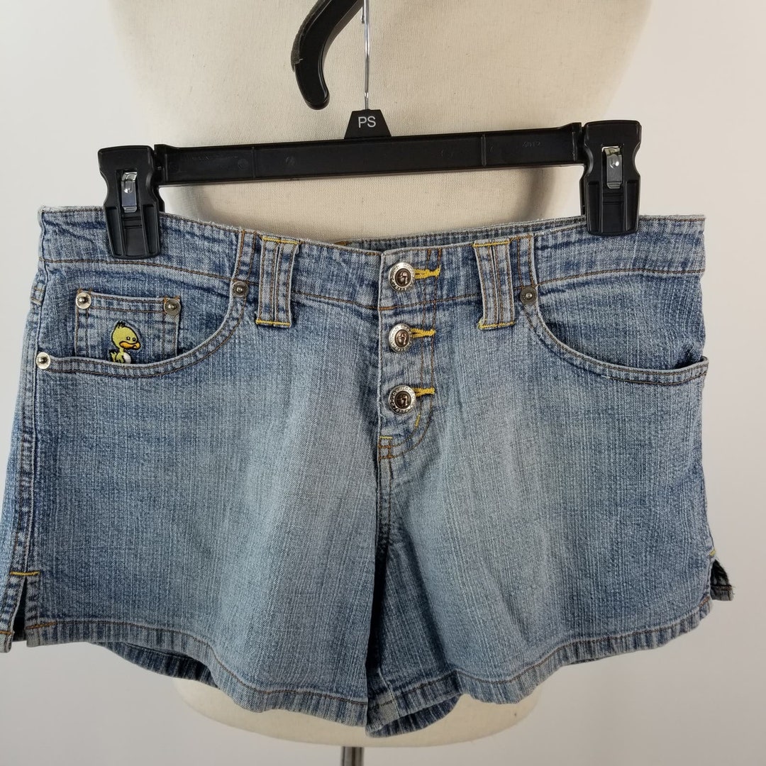 Duck Head Vintage Denim Blue Jeans Shorty Shorts Button Fly Embroidered ...