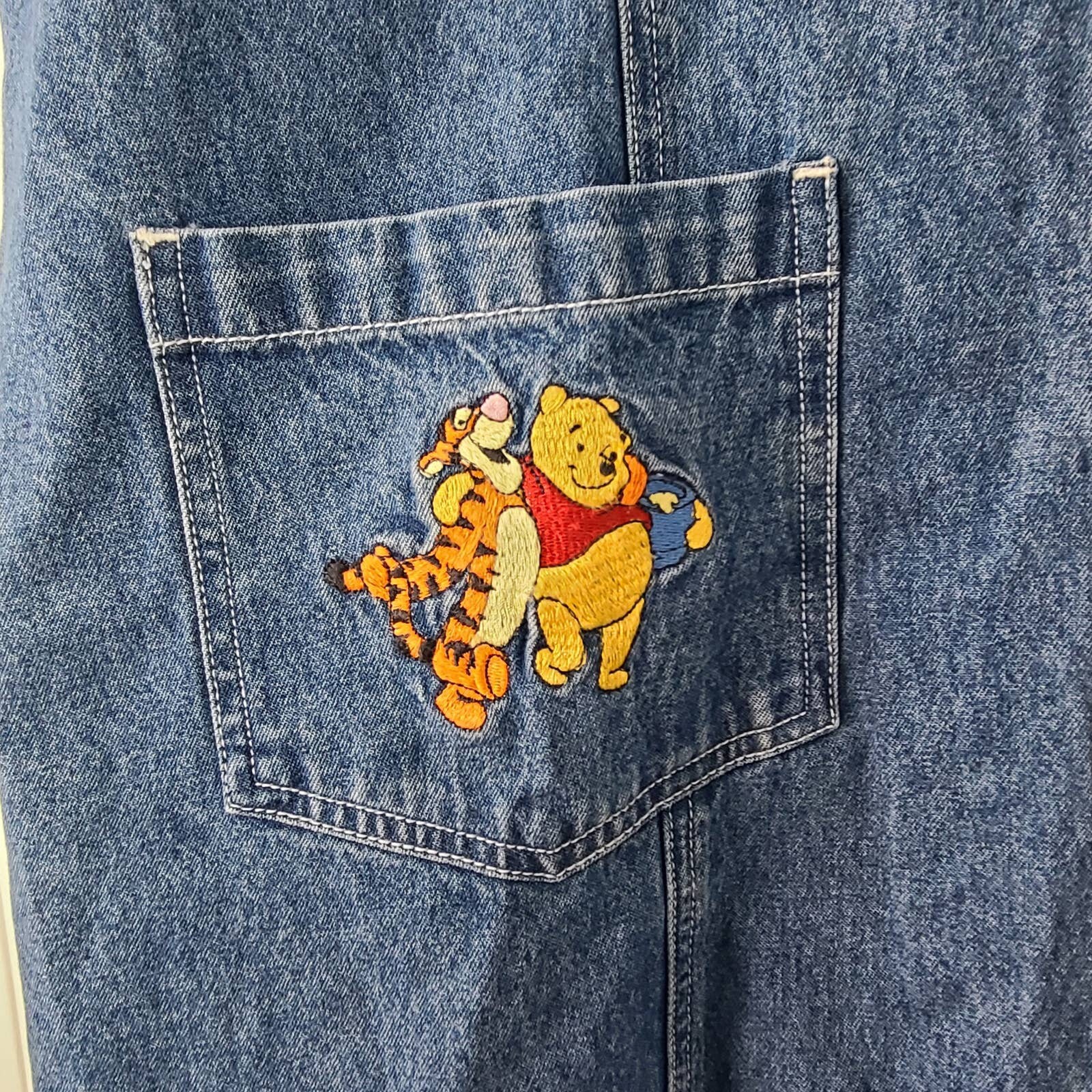 Winnie the Pooh Tigger Eeyore Disney Blue Denim Button Front Jumper ...