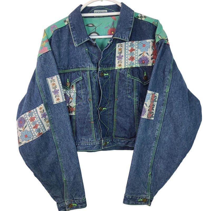 Patch Work Denim Jacket - Etsy