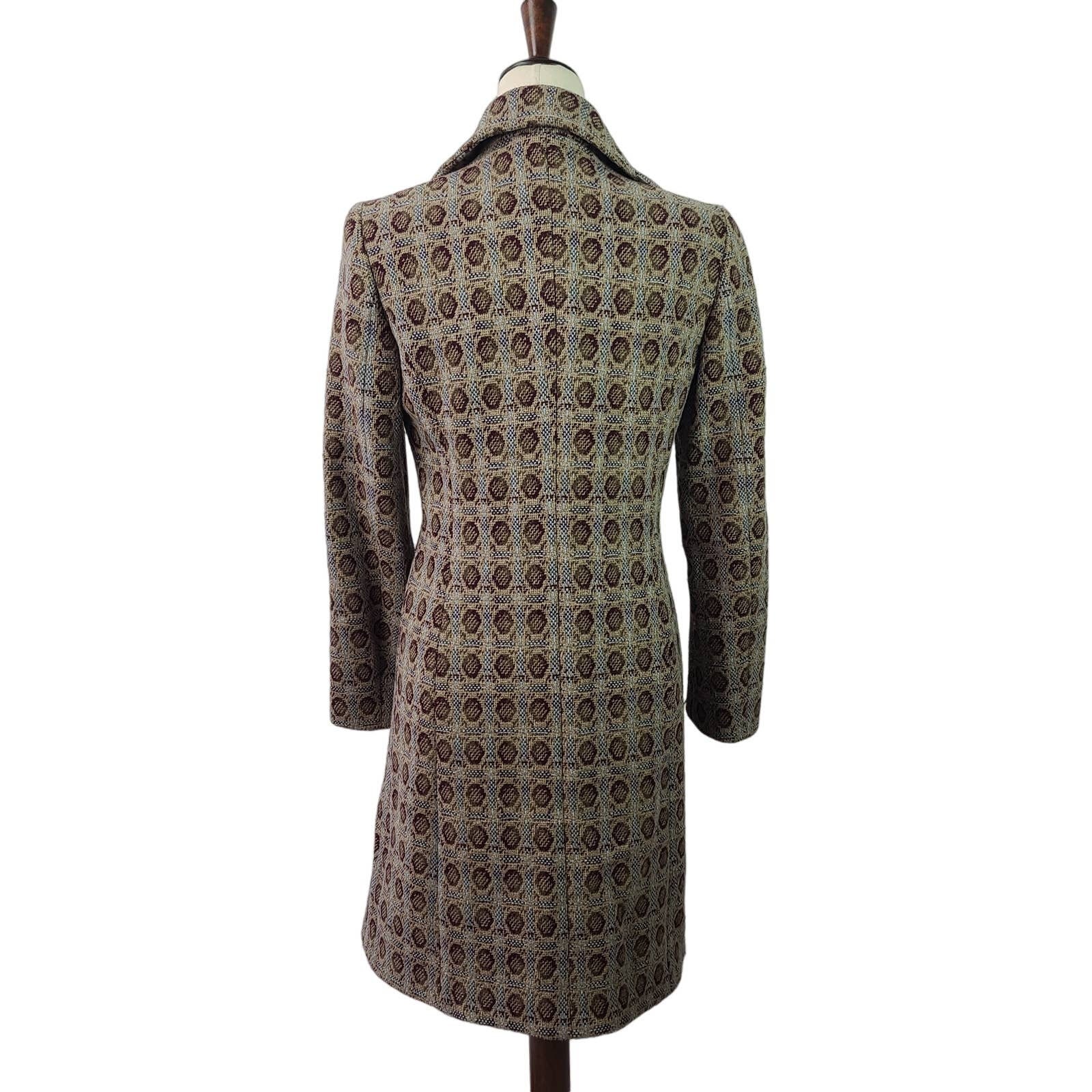 Sisley Italy Burgundy Light Blue Tan Wool Lined Vintage Coat Small - Etsy