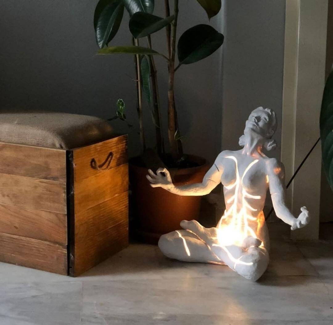 Meditation Women Sculpture, Led Statue, Handmade, Yoga Figures, Large ...