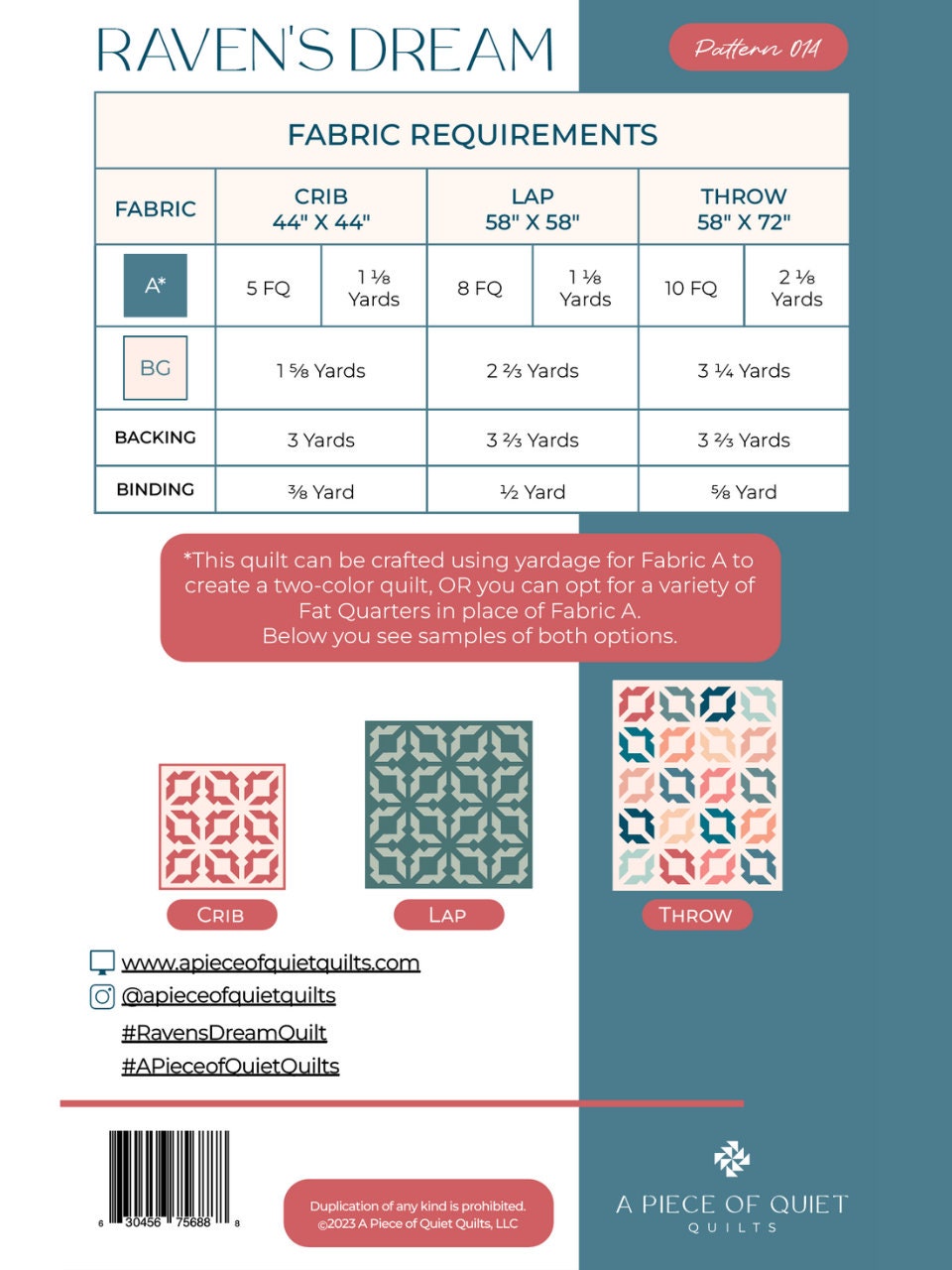 Raven's Dream Quilt Pattern PDF Digital Download Throw Crib ...