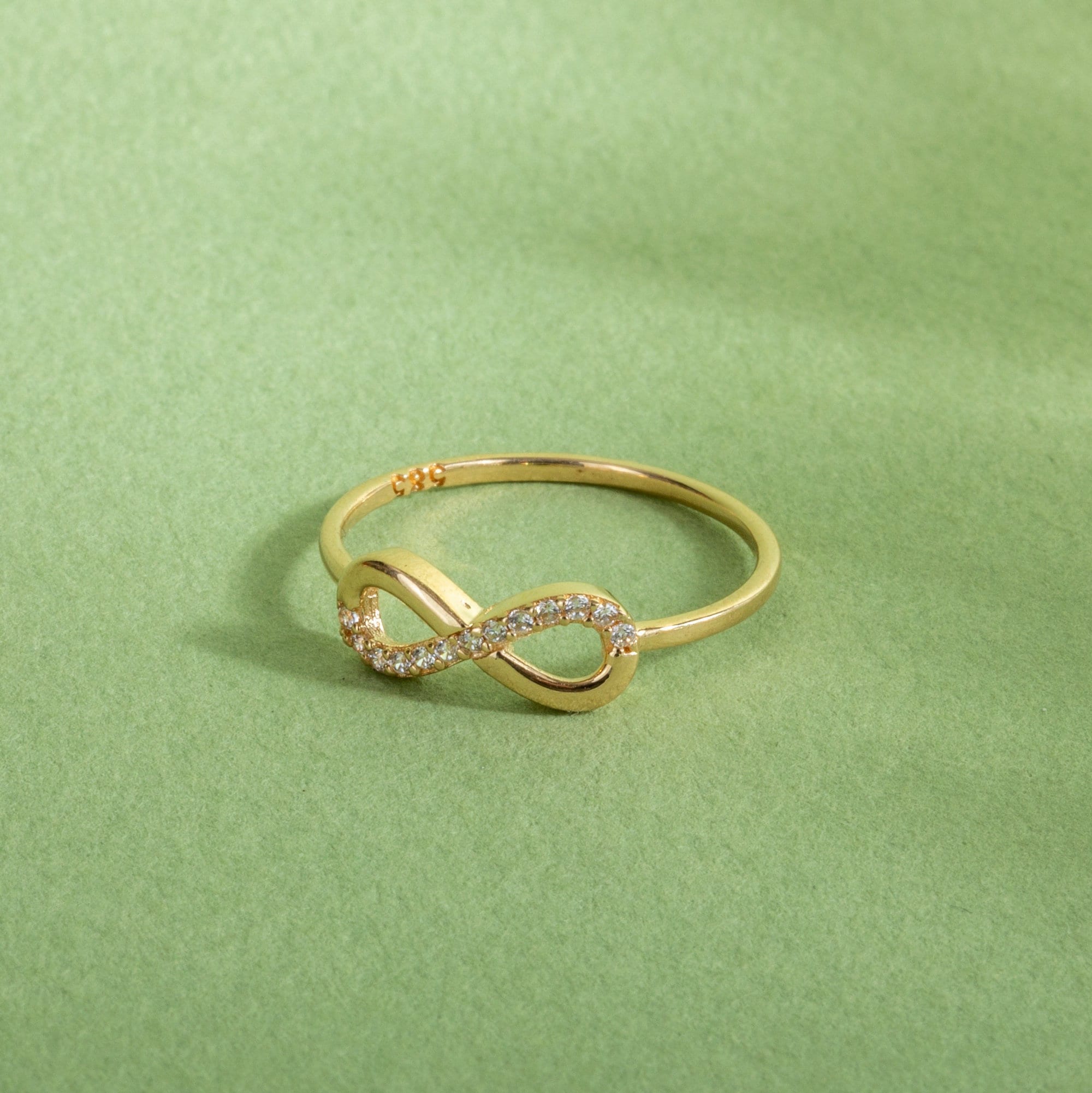 14K Real Solid Gold Infinity Ring, Endless Love Ring, CZ Stone Infinity ...