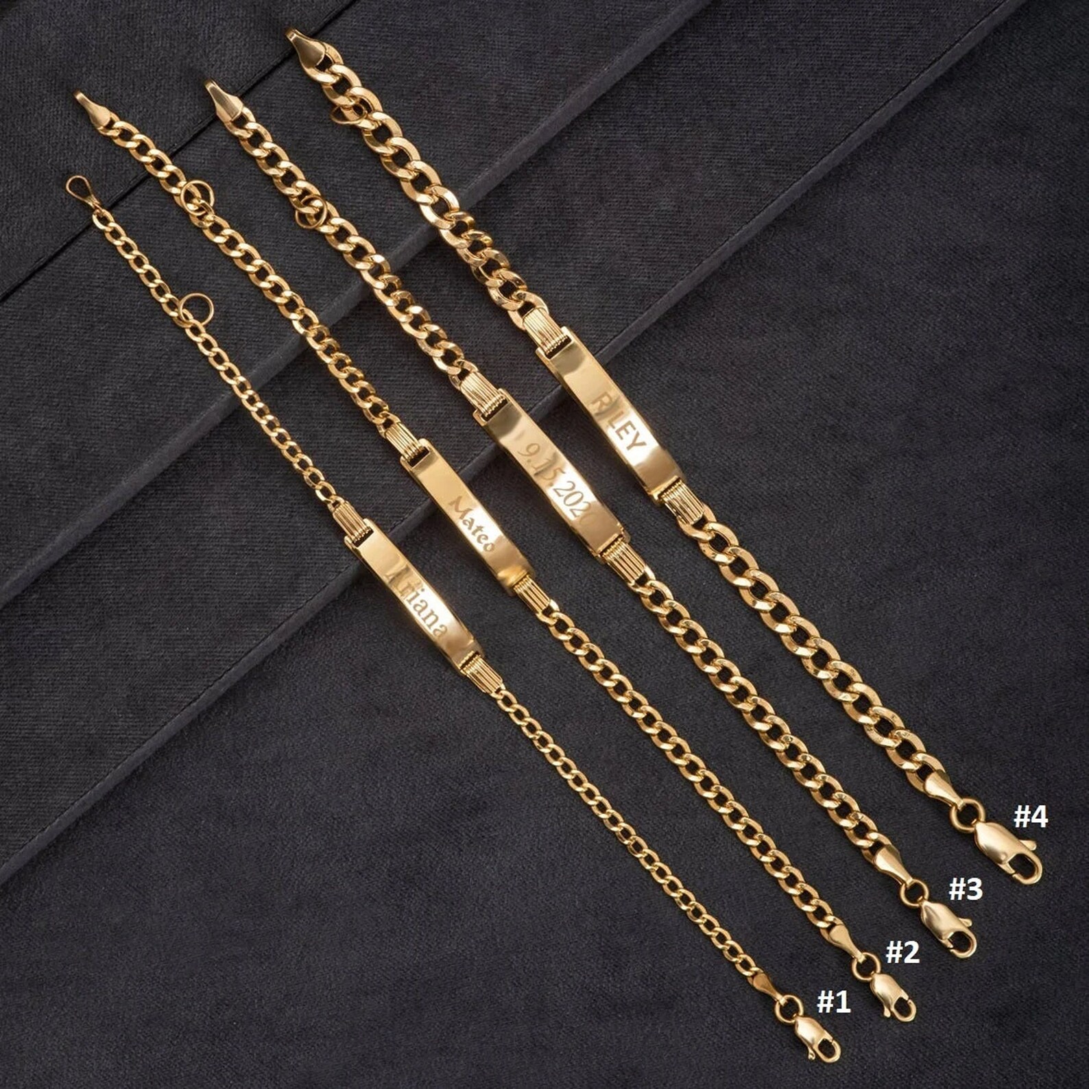 14K Yellow Gold Baby Bracelet, Cuban Chain Name Bracelet, Custom ...
