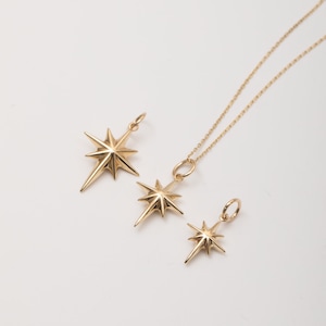 Starburst Necklace in 14K 18K Real Solid Gold, North Star Pendant ...