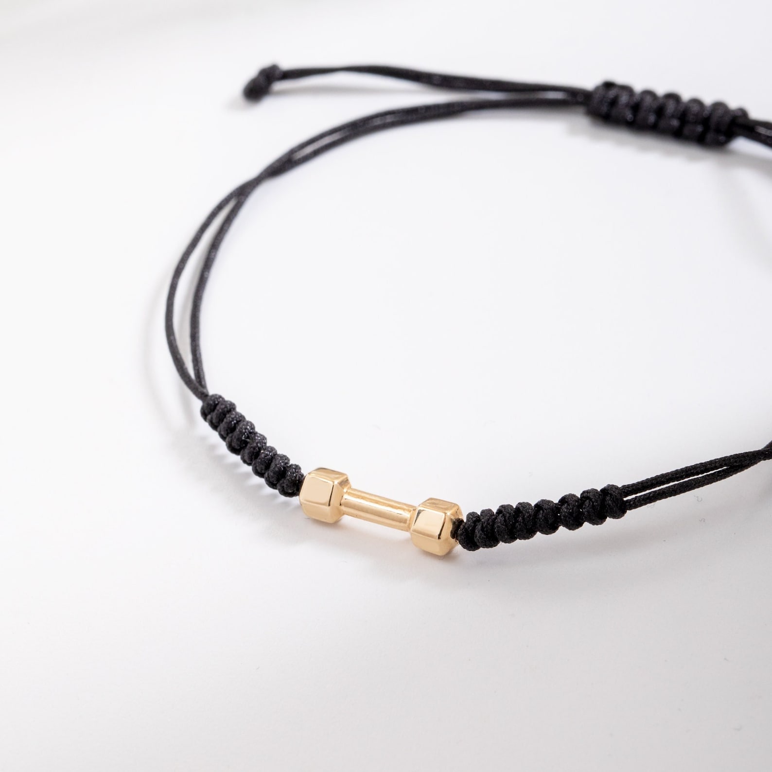 Dumbbell Bracelet 14K 18K Solid Gold • Barbell Jewelry • Weight ...