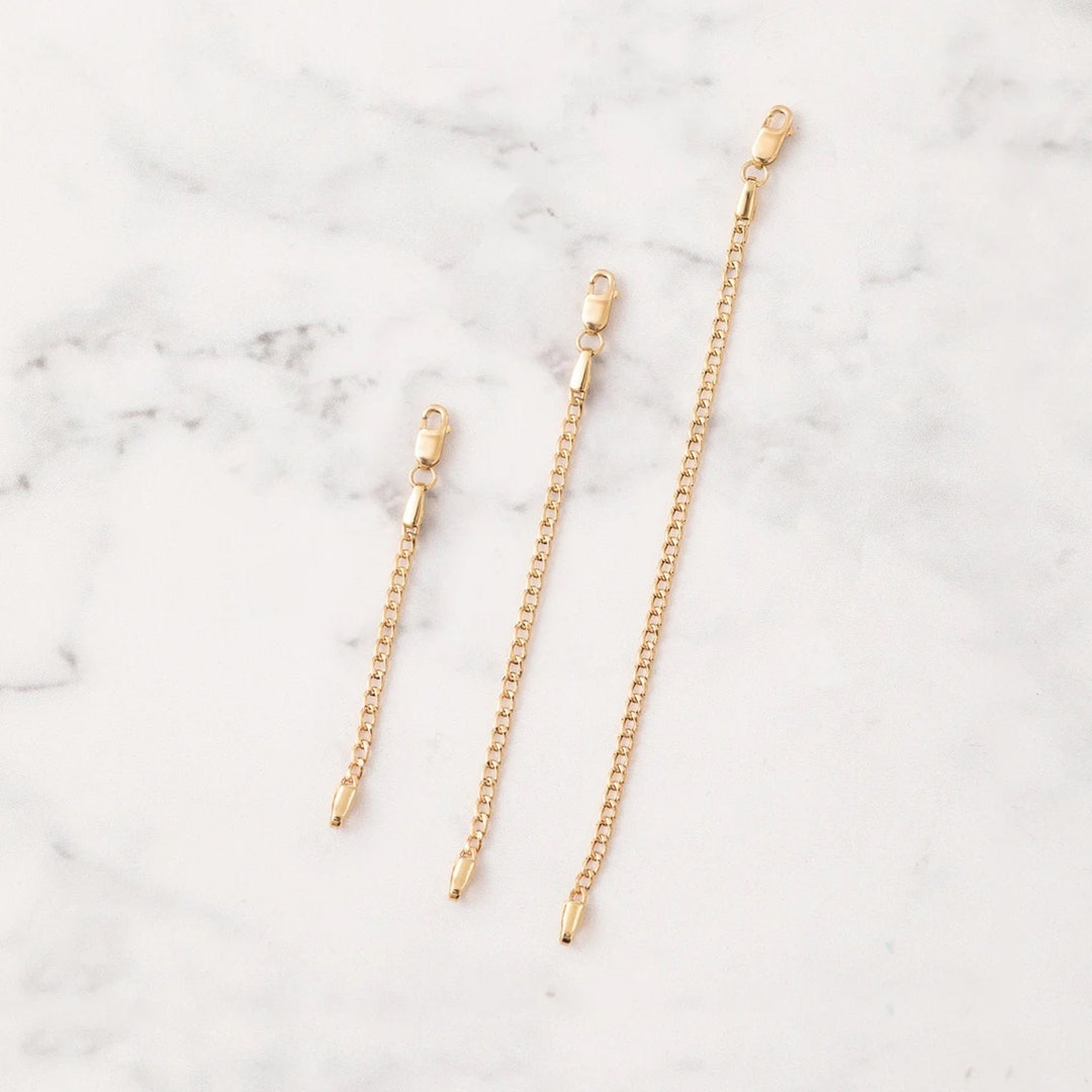 14K Real Gold Cuban Chain Extender, Solid Gold Necklace Bracelet Anklet ...