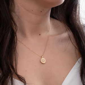 14K 18K Solid Gold Cremation Pendant, Round Serrated Urn Pendant ...