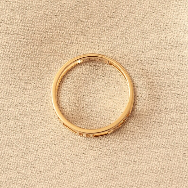 14K Real Gold Custom Roman Numerals Date Ring, Personalized Wedding ...