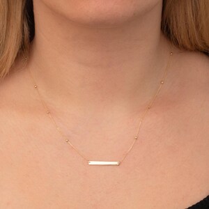 14K 18K Real Solid Gold Custom Bar Necklace, Custom Name Date ...