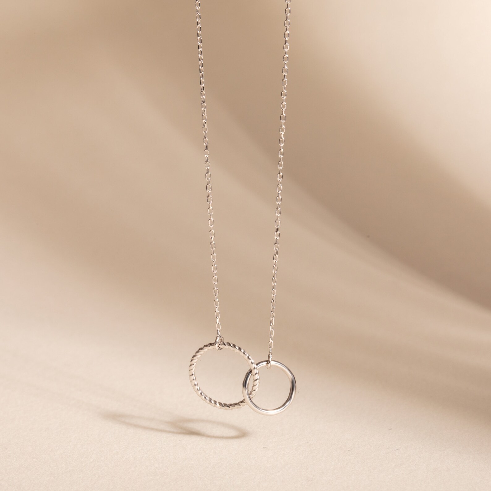 14K 18K Real Gold Interlocking Circles Necklace • Solid Gold Linked ...