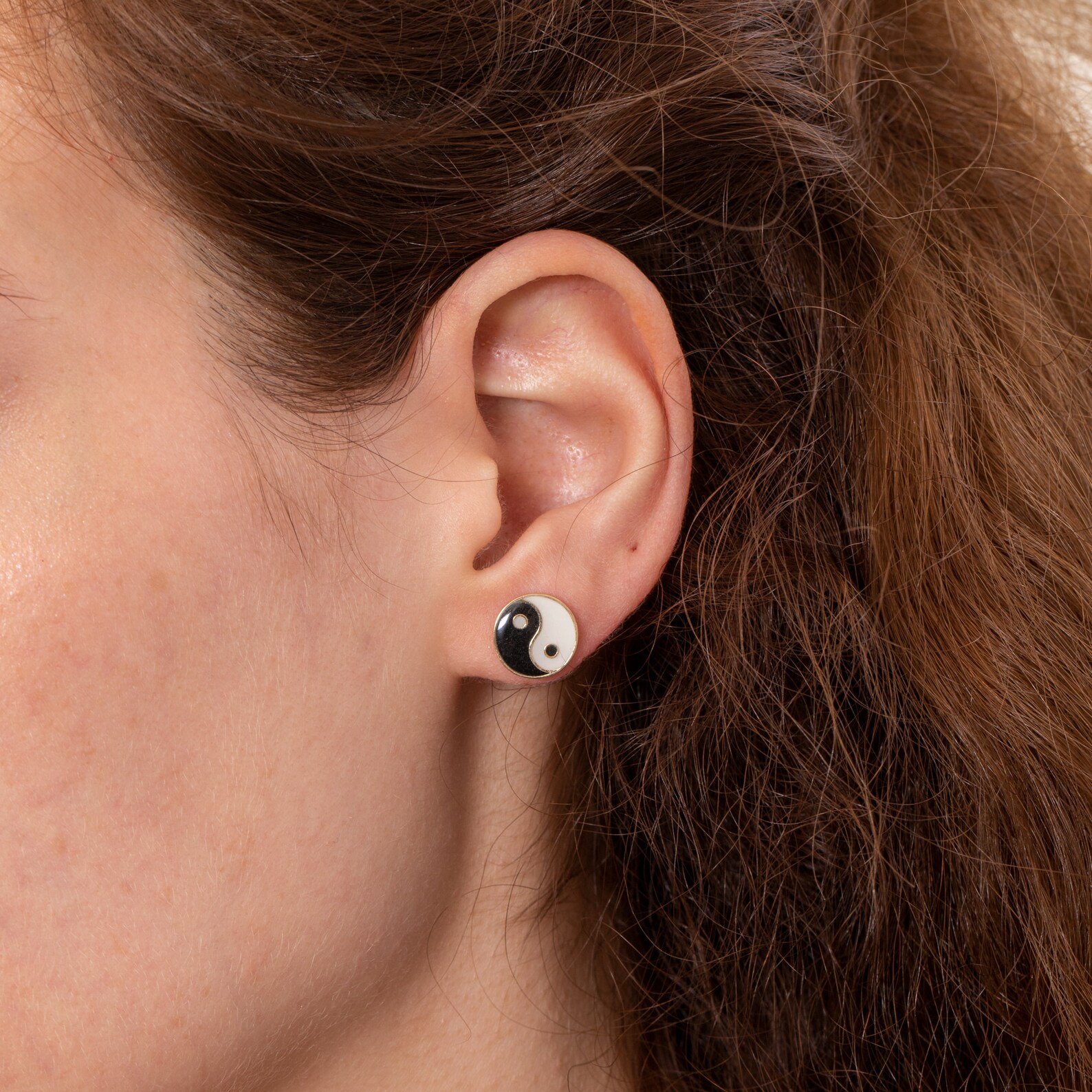 Yin Yang Stud Earring 14K 18K Solid Gold Real Gold Spiritual - Etsy