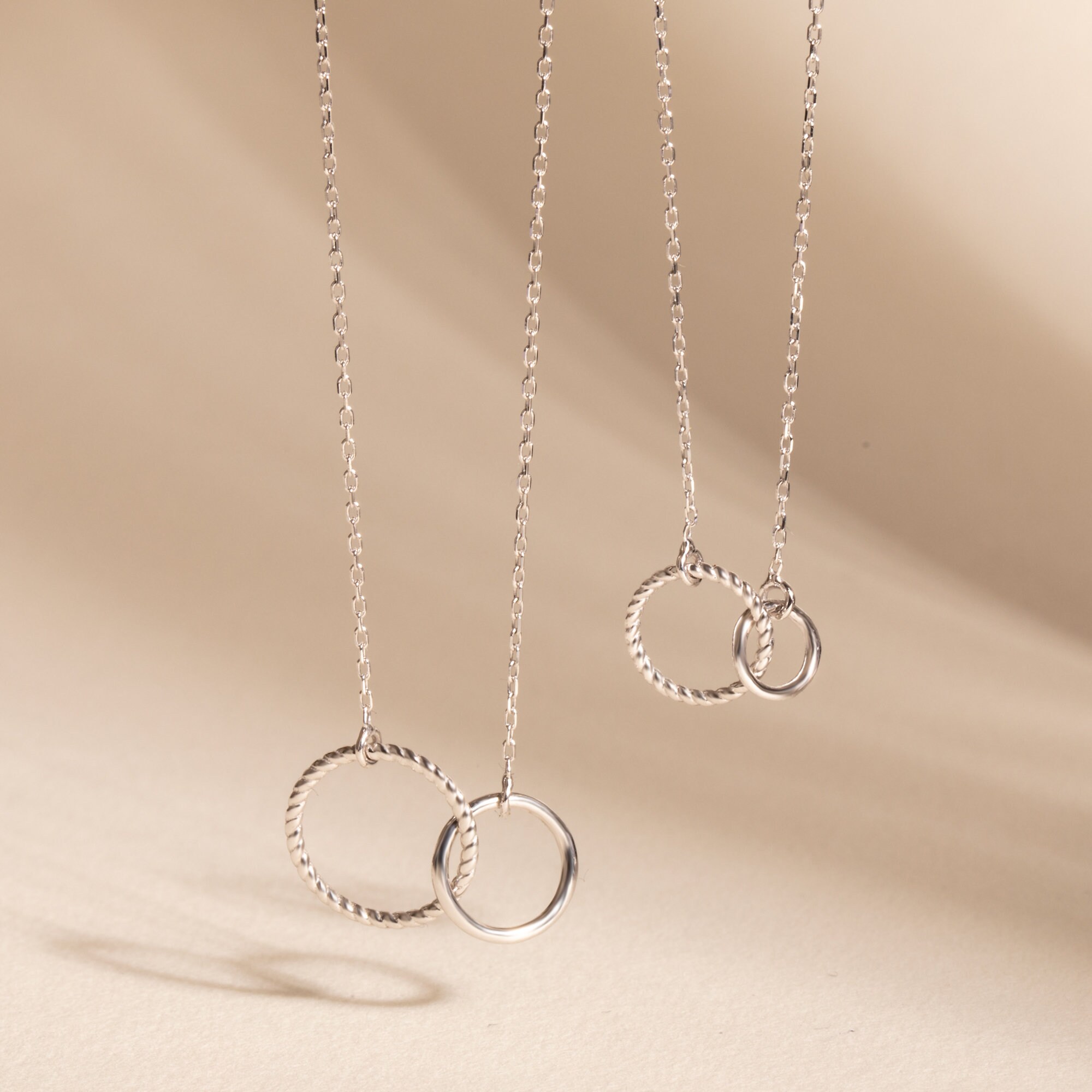 14K 18K Real Gold Interlocking Circles Necklace • Solid Gold Linked ...