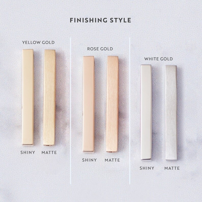 14K 18K Real Solid Gold Personalized Vertical Bar Pendant, Four Sided ...