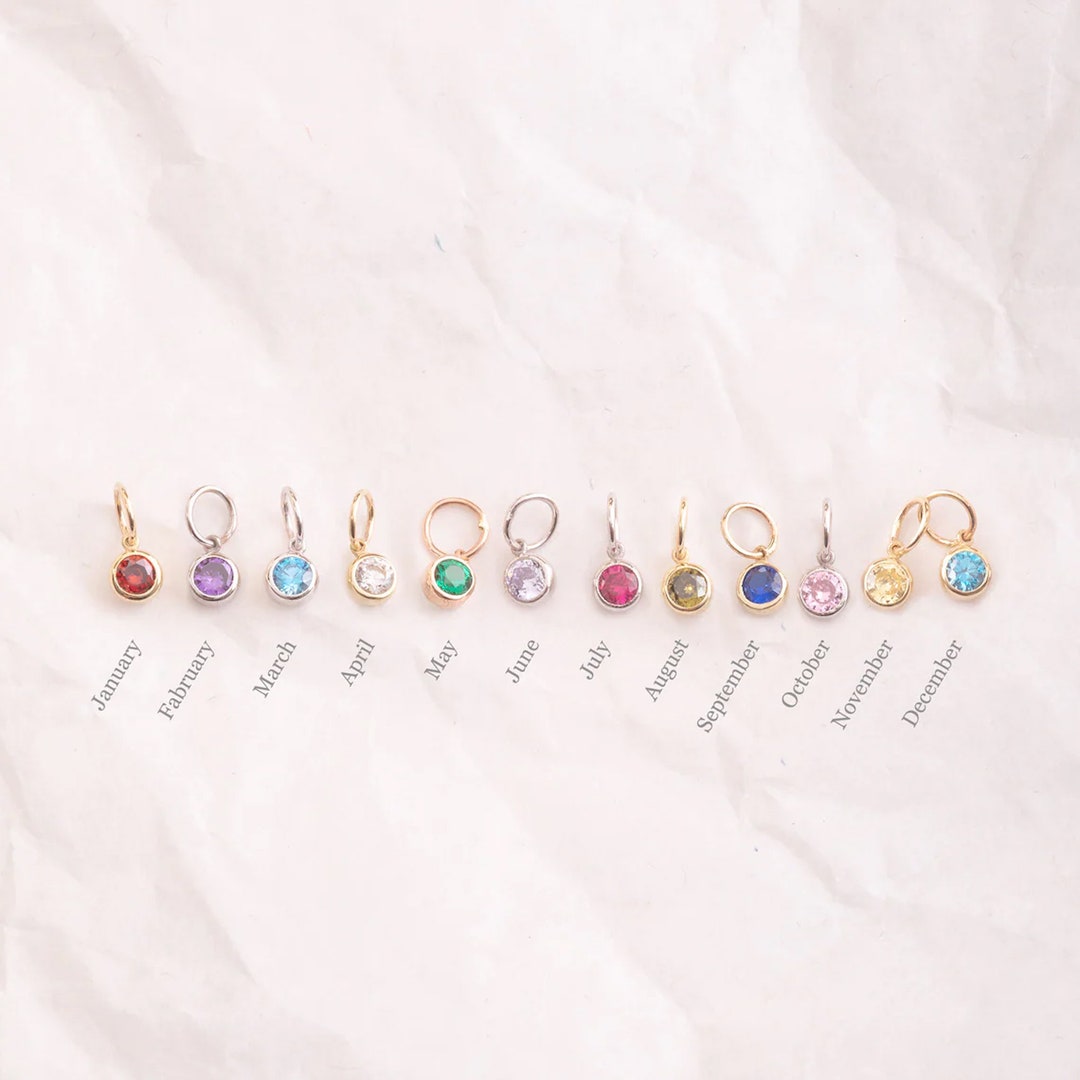 14K or 18K Solid Gold Birthstone Charms • Birthstone Charms for Your ...