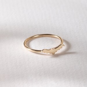 14K 18K Real Solid Gold Bat Ring, Halloween Ring, Tiny Bat Ring, Cute ...