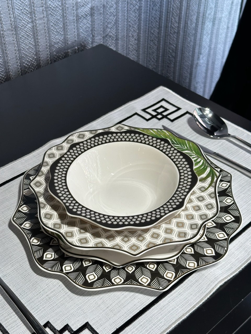 Leaf Pattern Dinnerware Set 6 Person 24 Pieces Bone China - Etsy