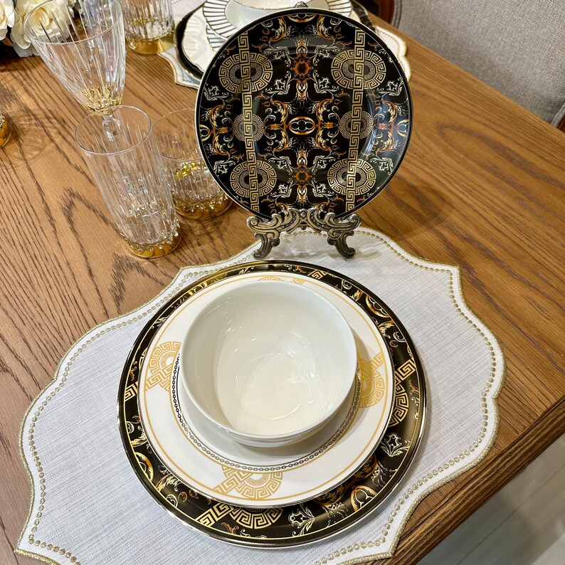 Baroque Style 20 Piece Dinnerware Set Dinner Plates Service - Etsy
