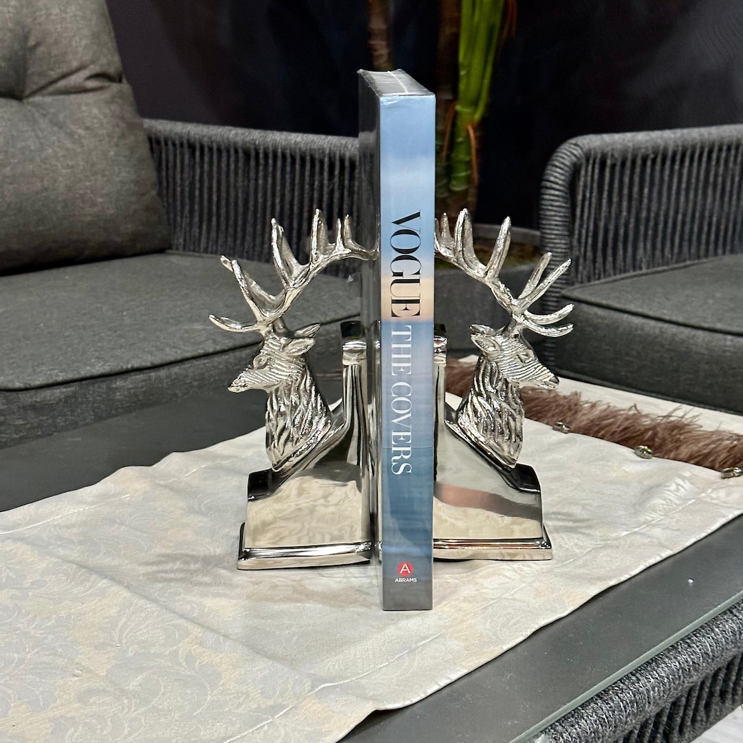 2 Pcs Deer Bookend Iron Metal Deer Bookend Office Decor - Etsy