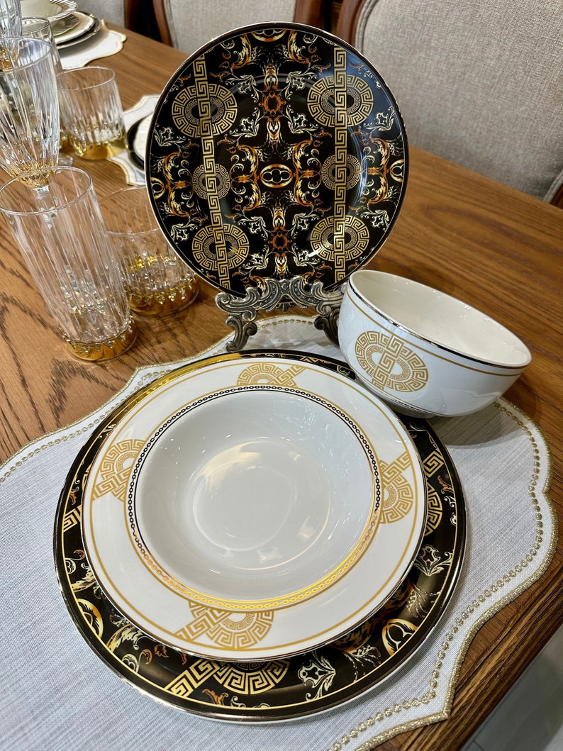 Baroque Style 20 Piece Dinnerware Set Dinner Plates Service - Etsy