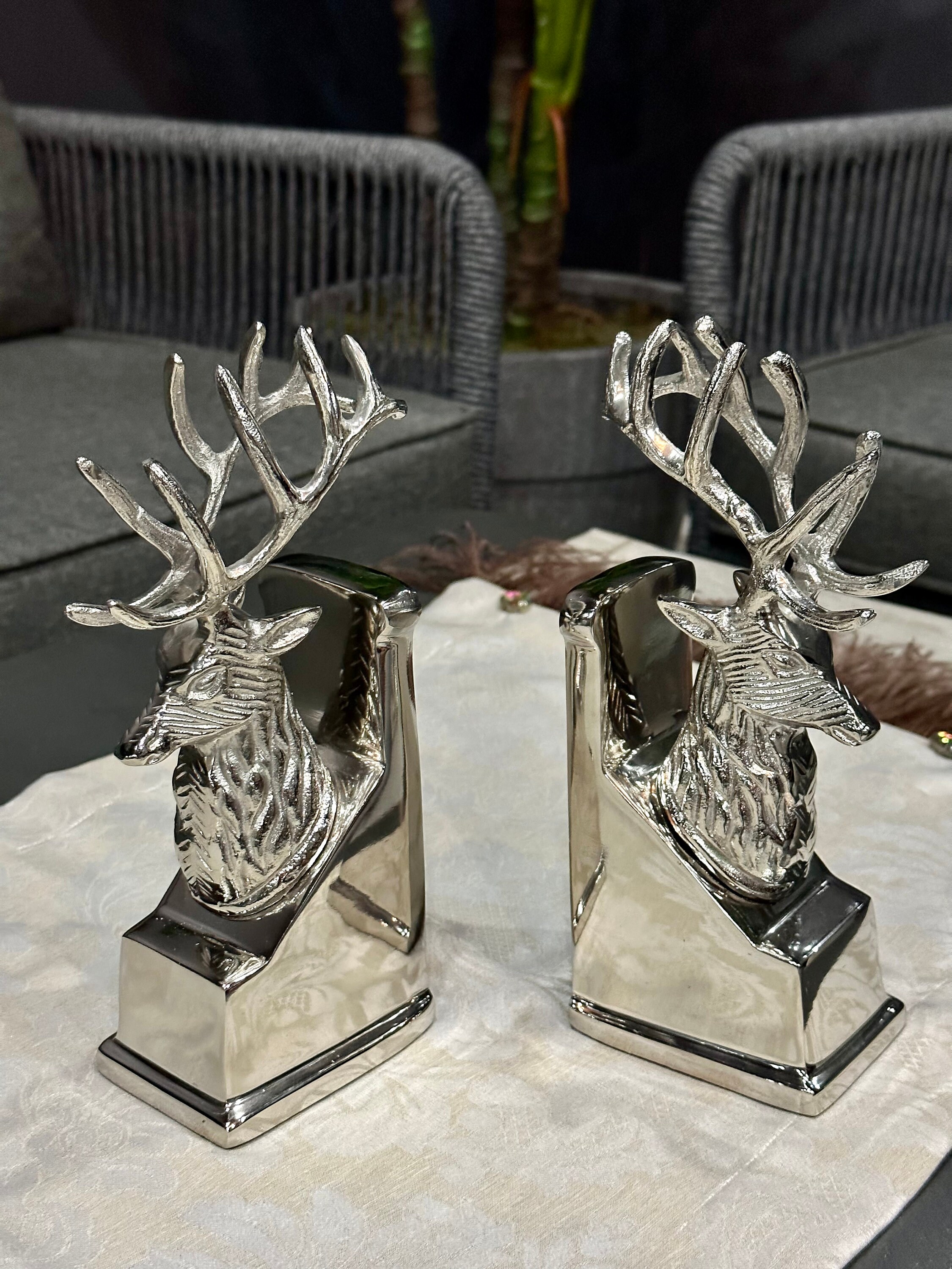 2 Pcs Deer Bookend Iron Metal Deer Bookend Office Decor - Etsy