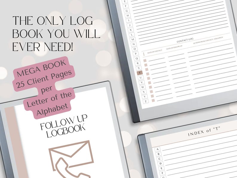 MEGA Client Follow-up Log Book | Hyperlinked and Indexed for Remarkable ...