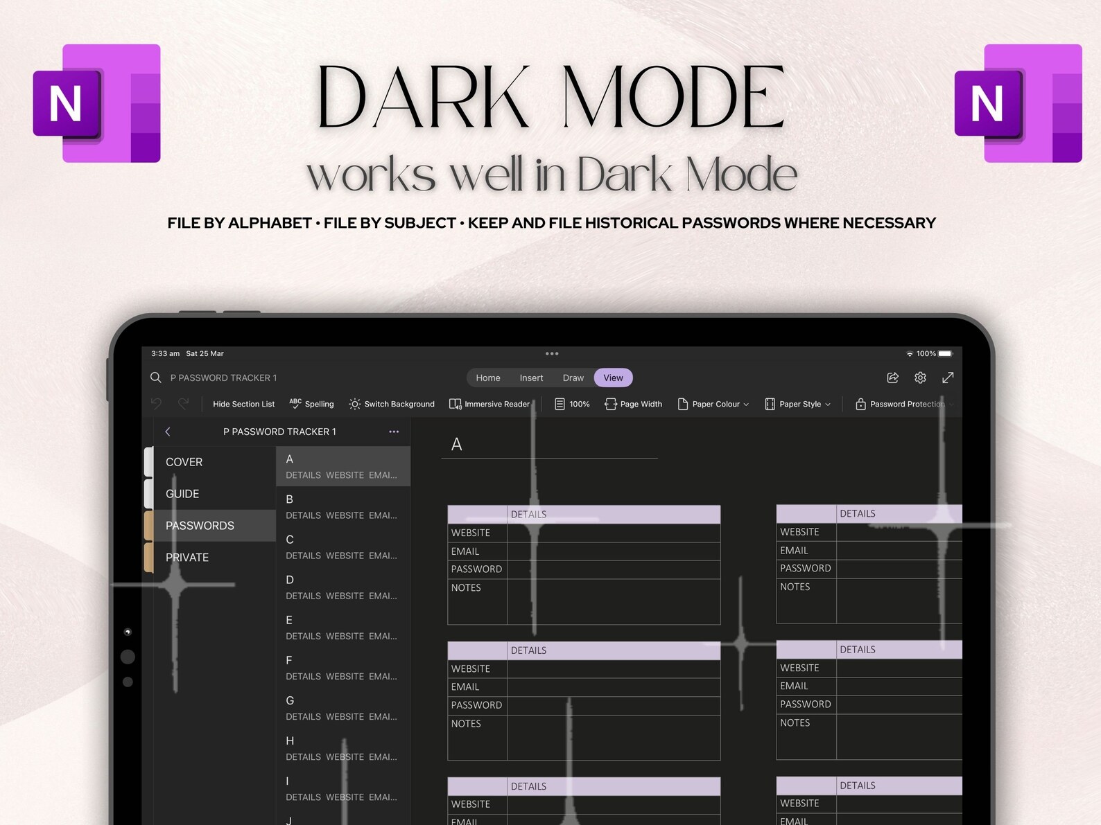Digital PASSWORD TRACKER Book Log Onenote | Hyperlinked Password Keeper ...