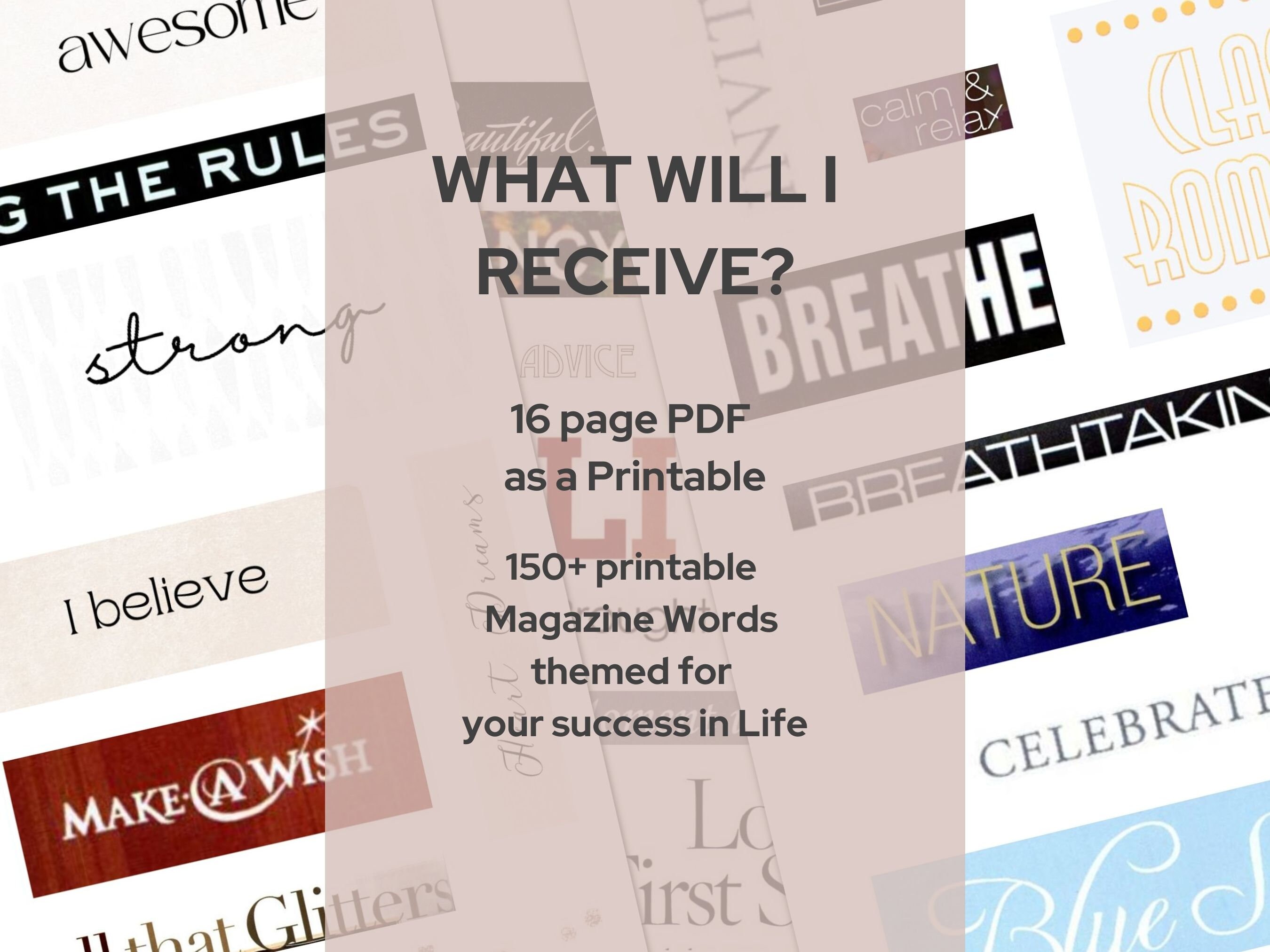 150+ Vision Board Words "life" Printable Magazine Words | Vision Board ...