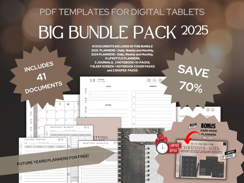 2025 Monthly Planner for BOOX Tablets | Hyperlinked, Sunday/monday ...