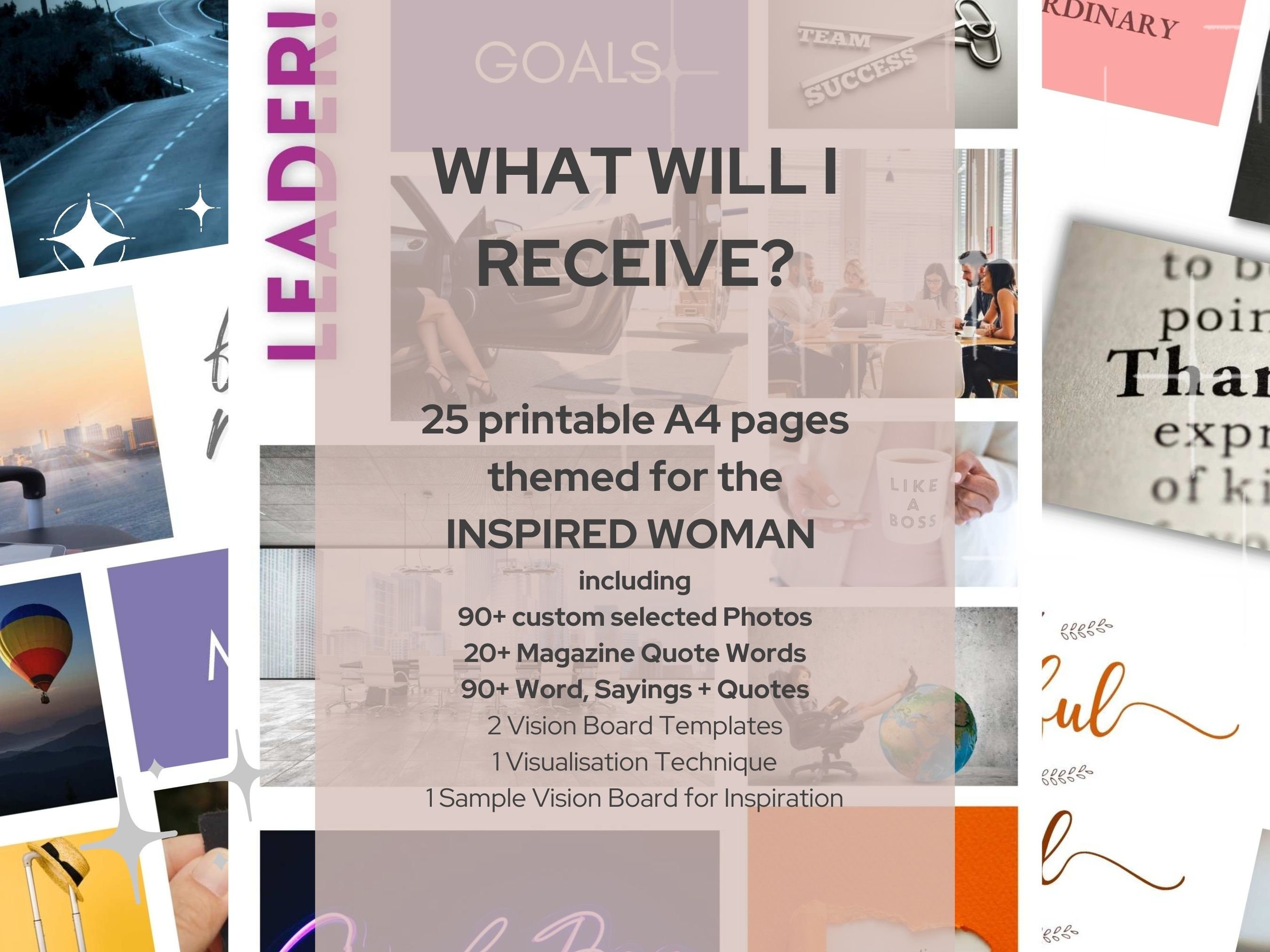 Vision Board Kit inspired Woman 200 PIECES Digital Vision Board ...