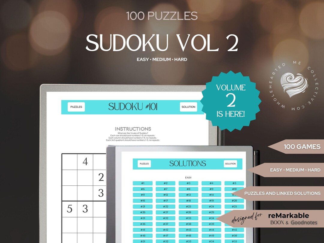Sudoku Vol 2 | 100 Brain Teaser Puzzles for Remarkable, BOOX ...