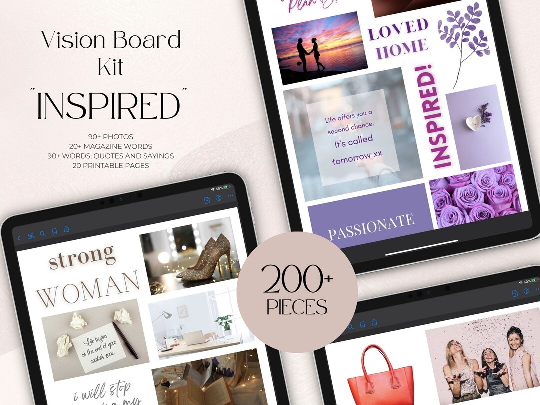 Vision Board Kit "inspired Woman!" 200 PIECES | Digital Vision Board ...