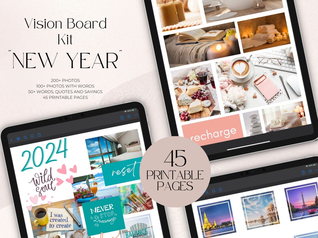 Vision Board Kit "new Year", Dream Board Printable, Vision Board, Law ...