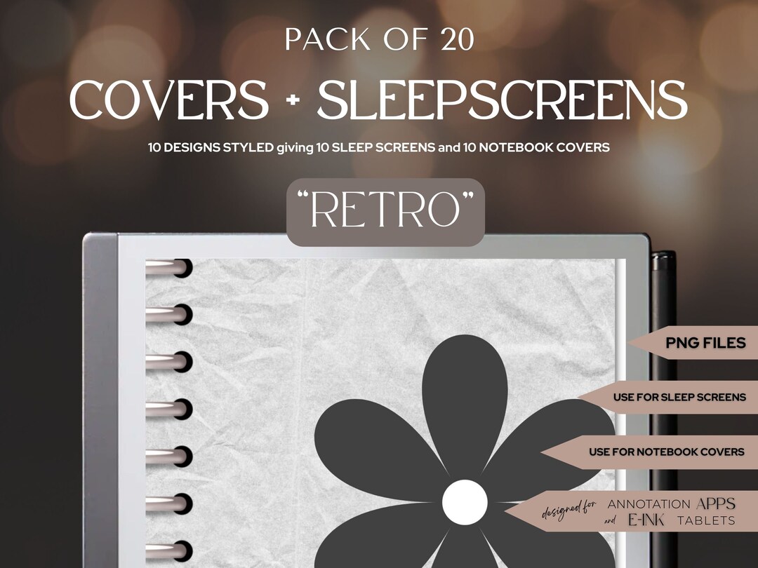 RETRO 20pack | 10 Notebook Covers + 10 Sleep Screens | PNG Files ...