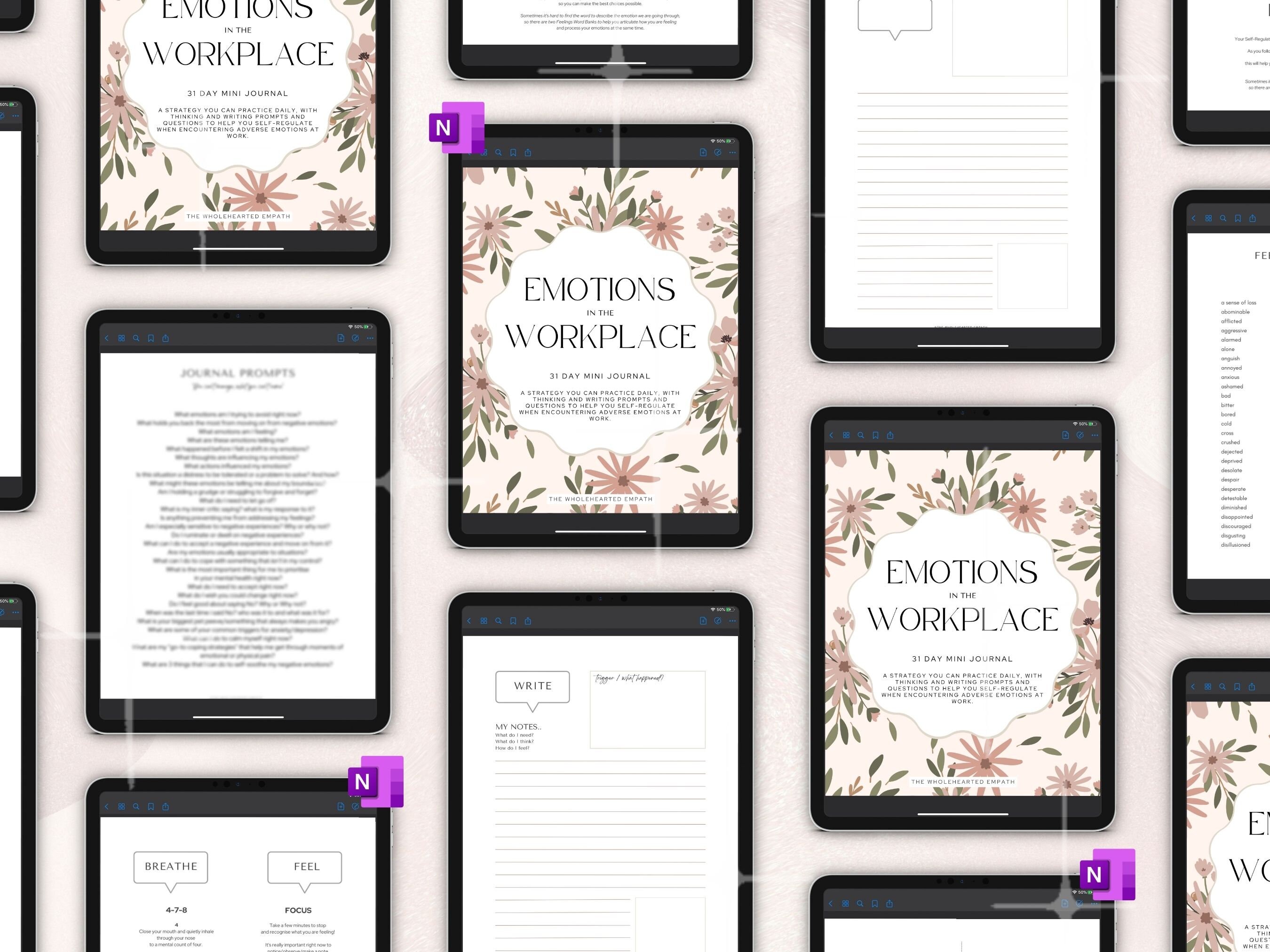 Journal Onenote Template 2023 "emotions in the Workplace", Digital ...