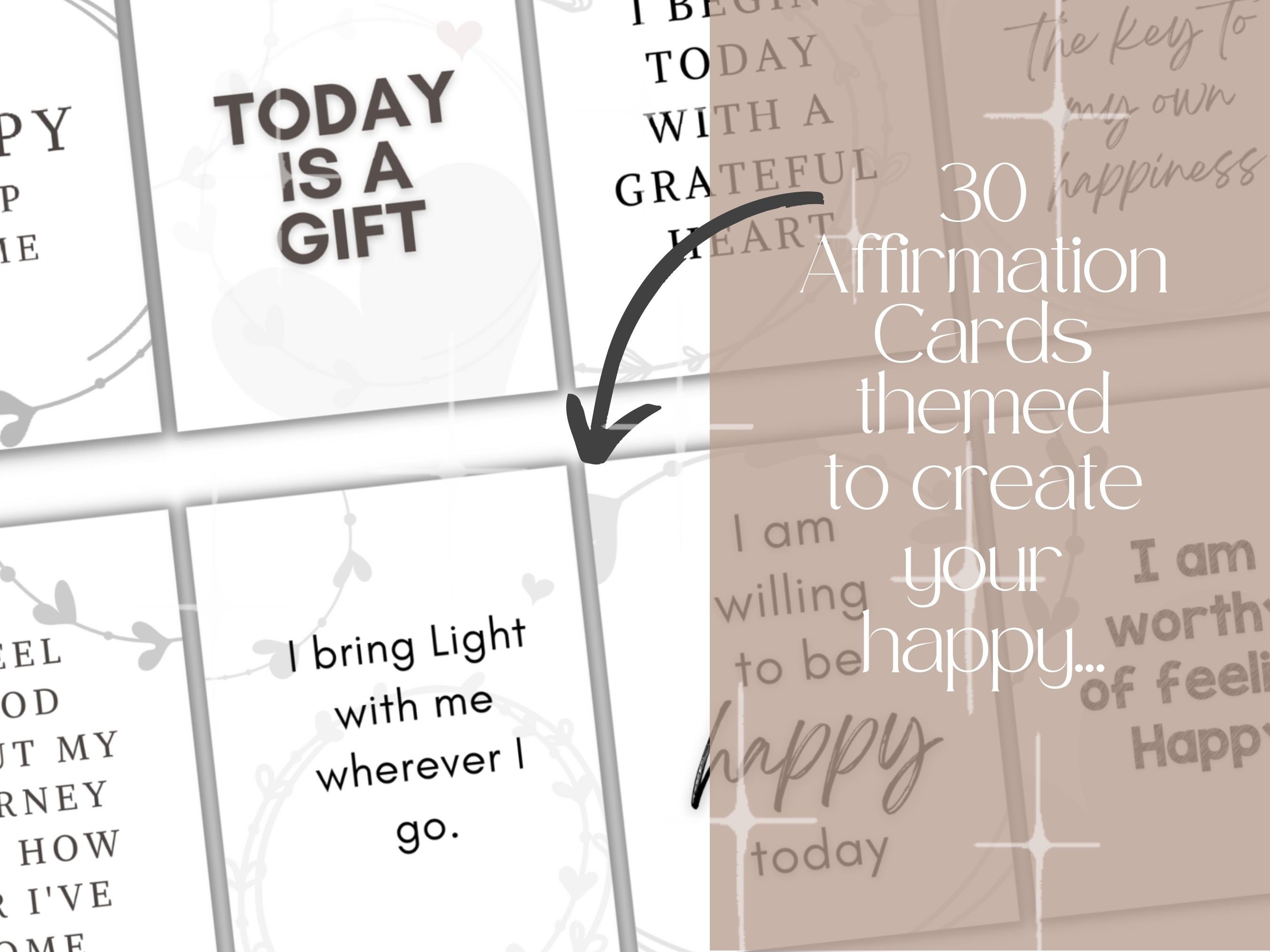Affirmation Cards Digital Download, CREATE YOUR HAPPY, Printable ...