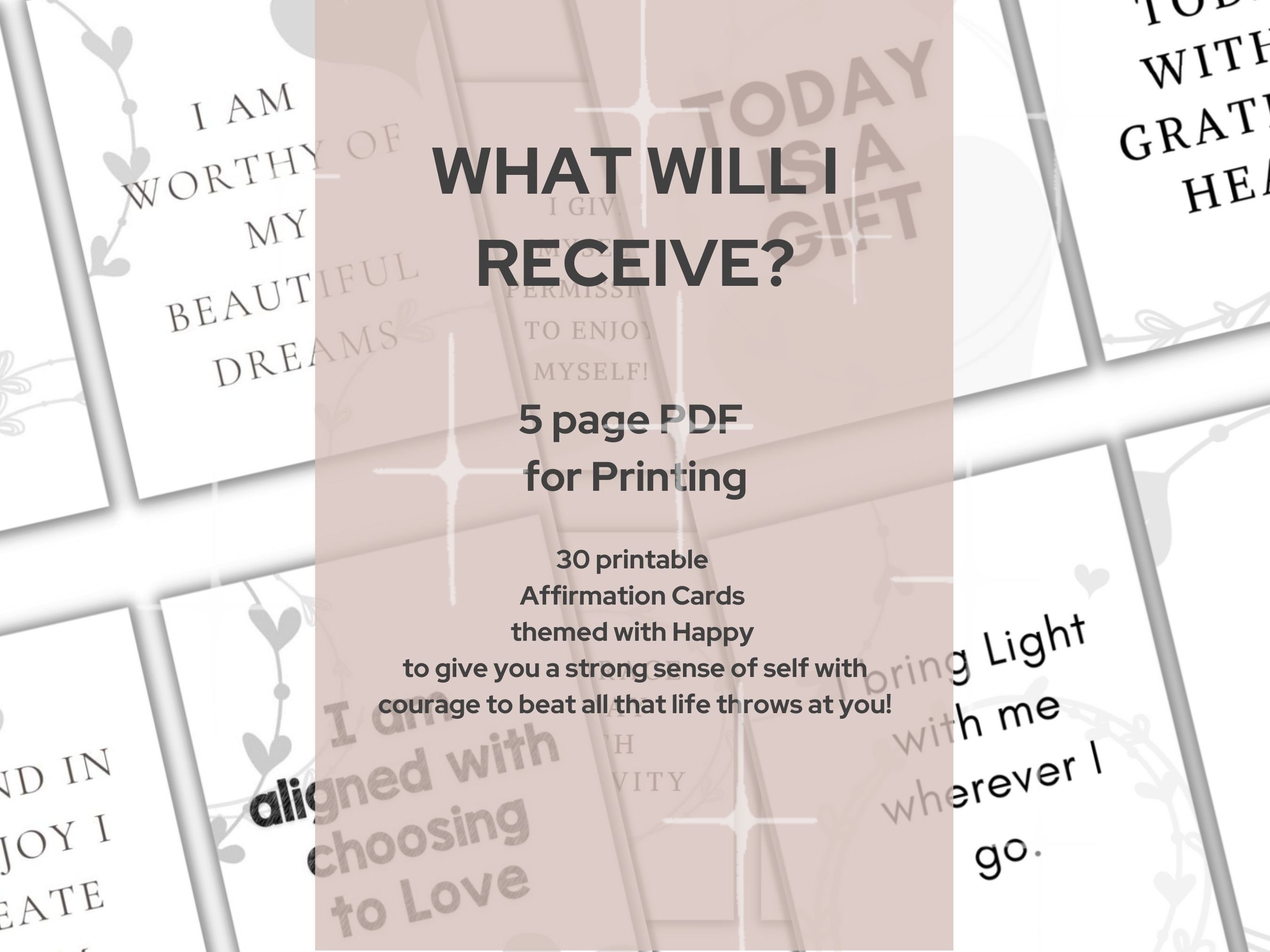 Affirmation Cards Digital Download, CREATE YOUR HAPPY, Printable ...