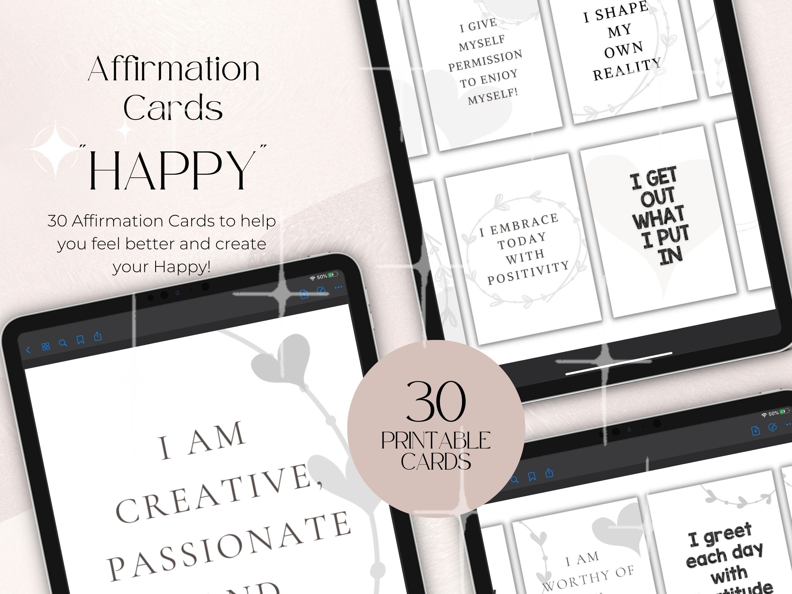 Affirmation Cards Digital Download CREATE YOUR HAPPY - Etsy