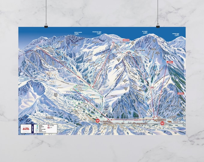 Snowbasin Ski Map, Snowbasin Trail Map 16x20, Snowbasin Map, Snowbasin ...
