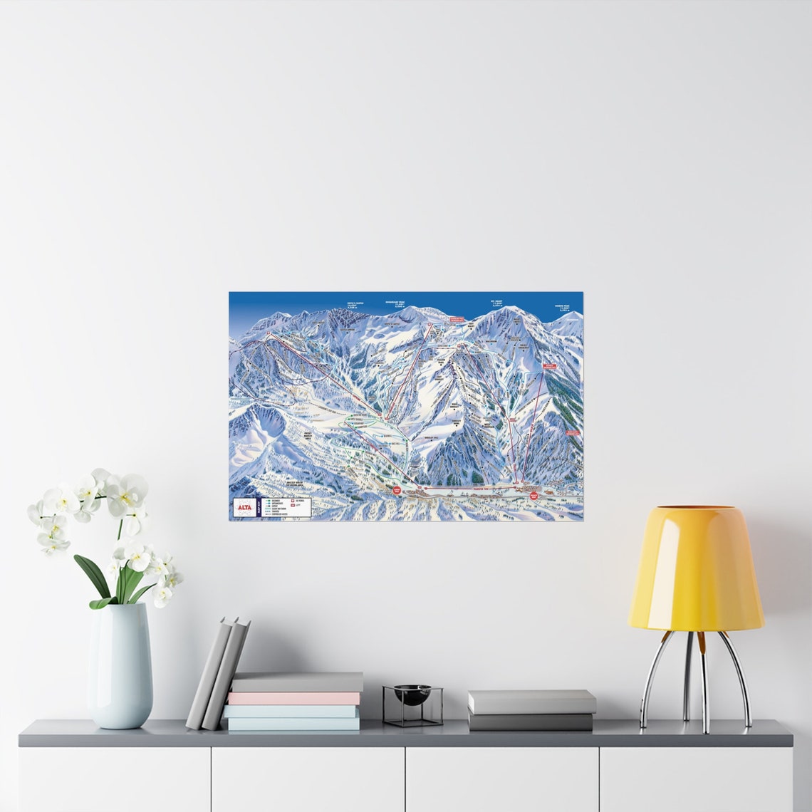 Alta Ski Area Poster, Snowbird Trail Map - Etsy