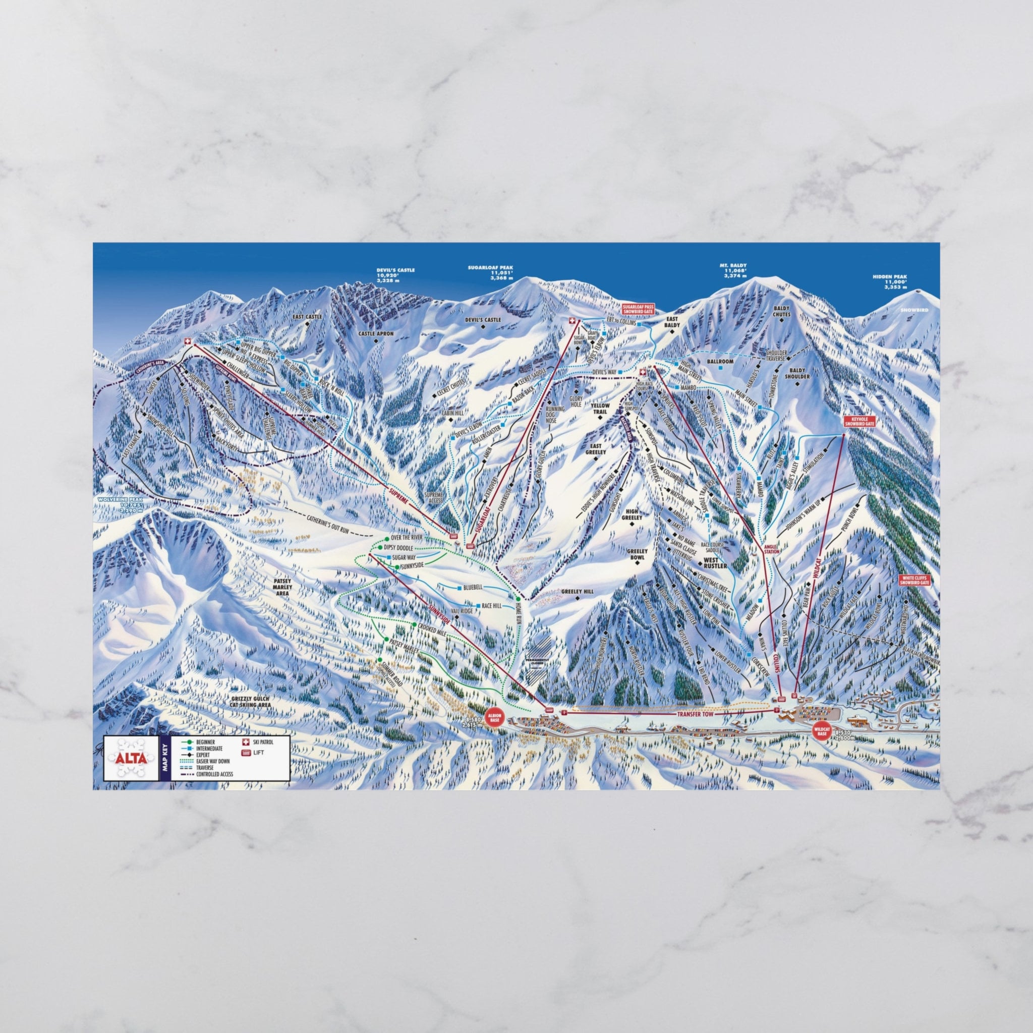 Alta Ski Area Poster, Snowbird Trail Map - Etsy