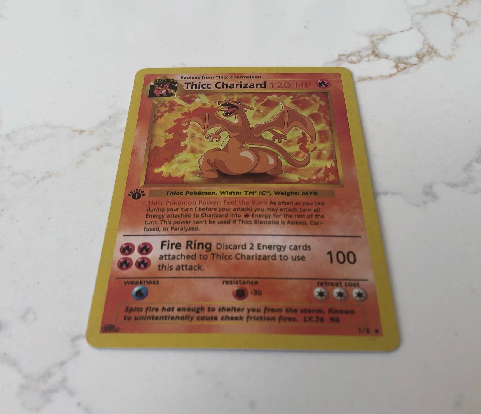Thicc Charizard Holographic Custom Made Pokemon Card Etsy Finland