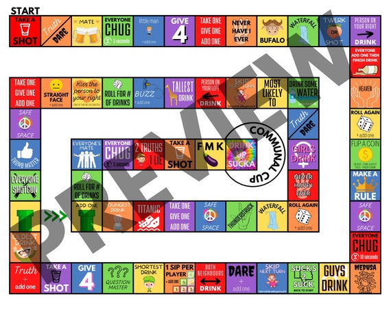 Printable Drinking Board Game Instant Download X-large | Etsy
