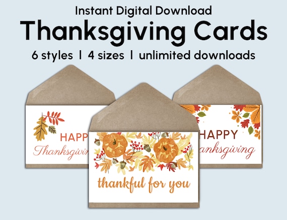 Printable Thanksgiving Cards Instant Downloadable Card Print - Etsy